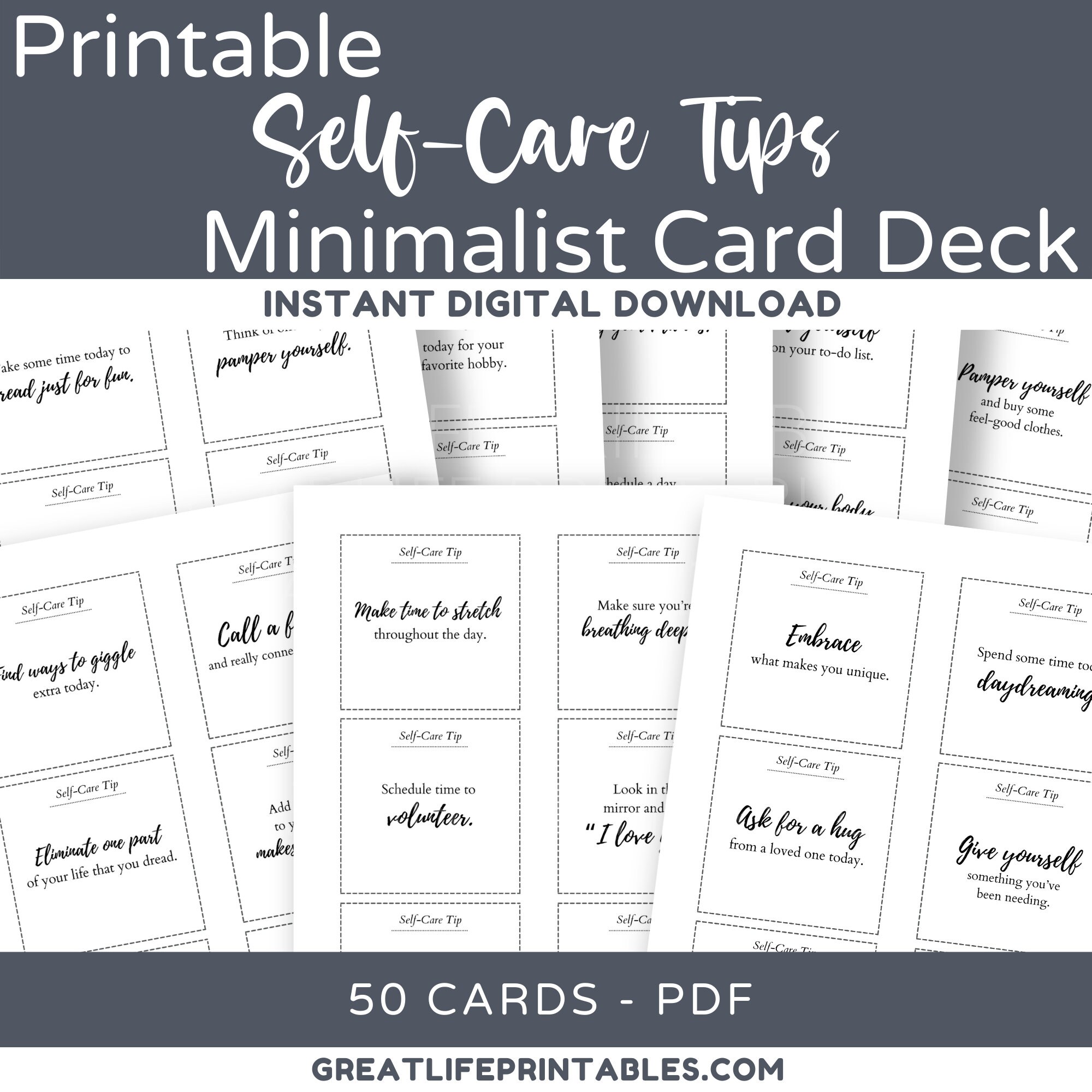 Self Care Tips, Printable Affirmations, Affirmation Deck, Minimalist ...