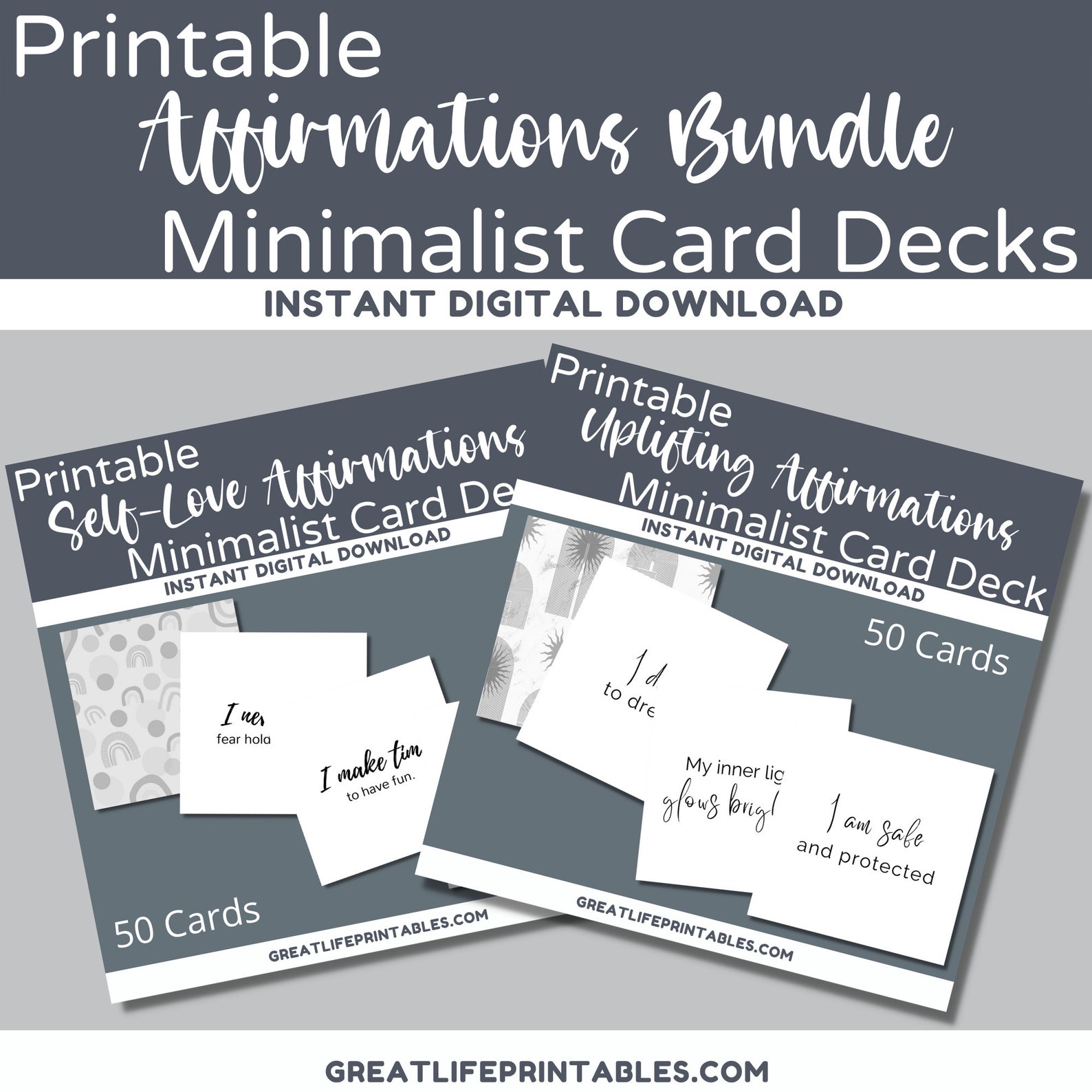 Affirmation Card Bundle Printable, Affirmation Cards, Positive ...