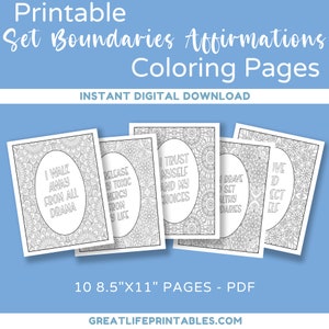 Set Boundaries Coloring Pages, Affirmation Coloring Pages, Printable ...