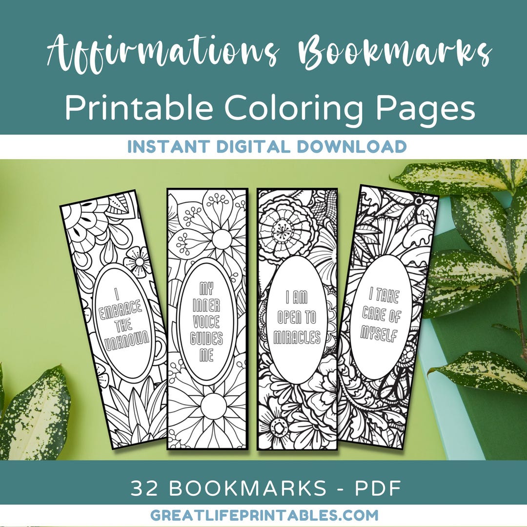 Coloring Bookmarks, Printable Bookmarks, Bookmark Set, Floral Bookmark ...