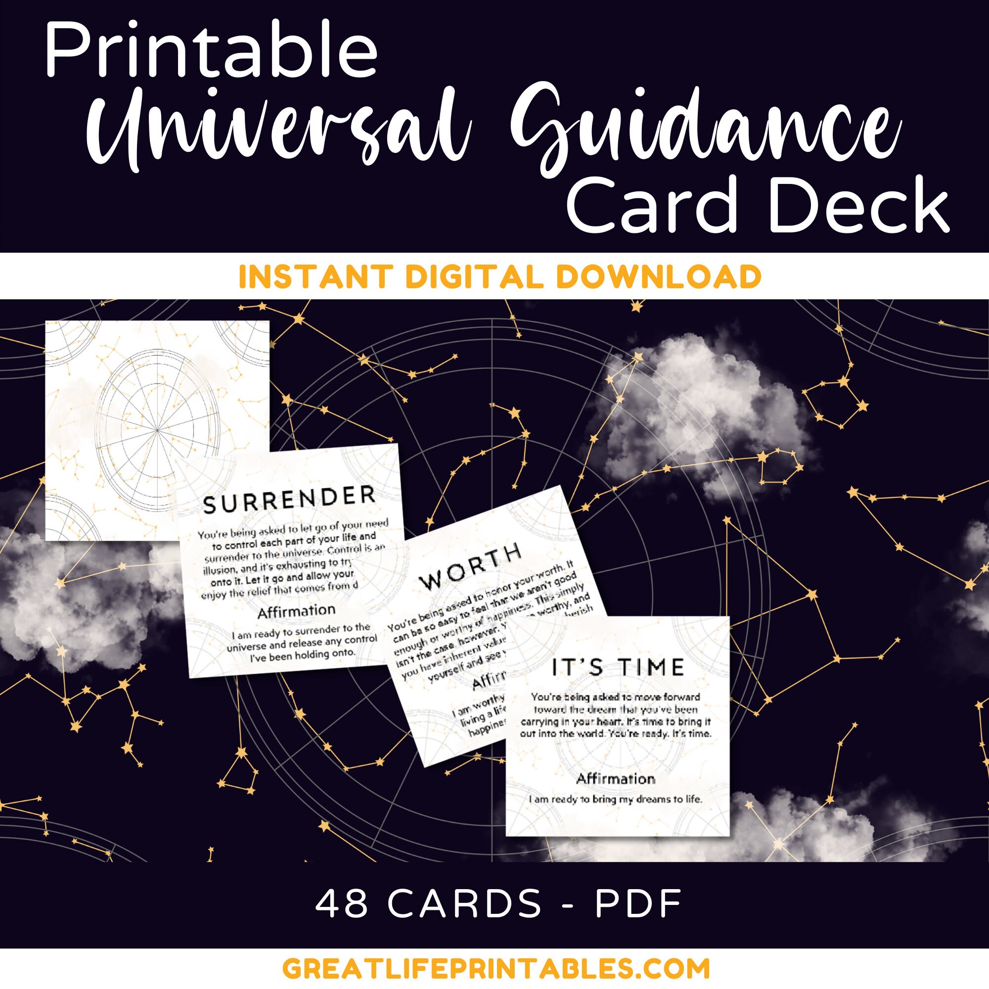 Universal Guidance Printable Oracle Card Deck, Printable Fortune Teller ...