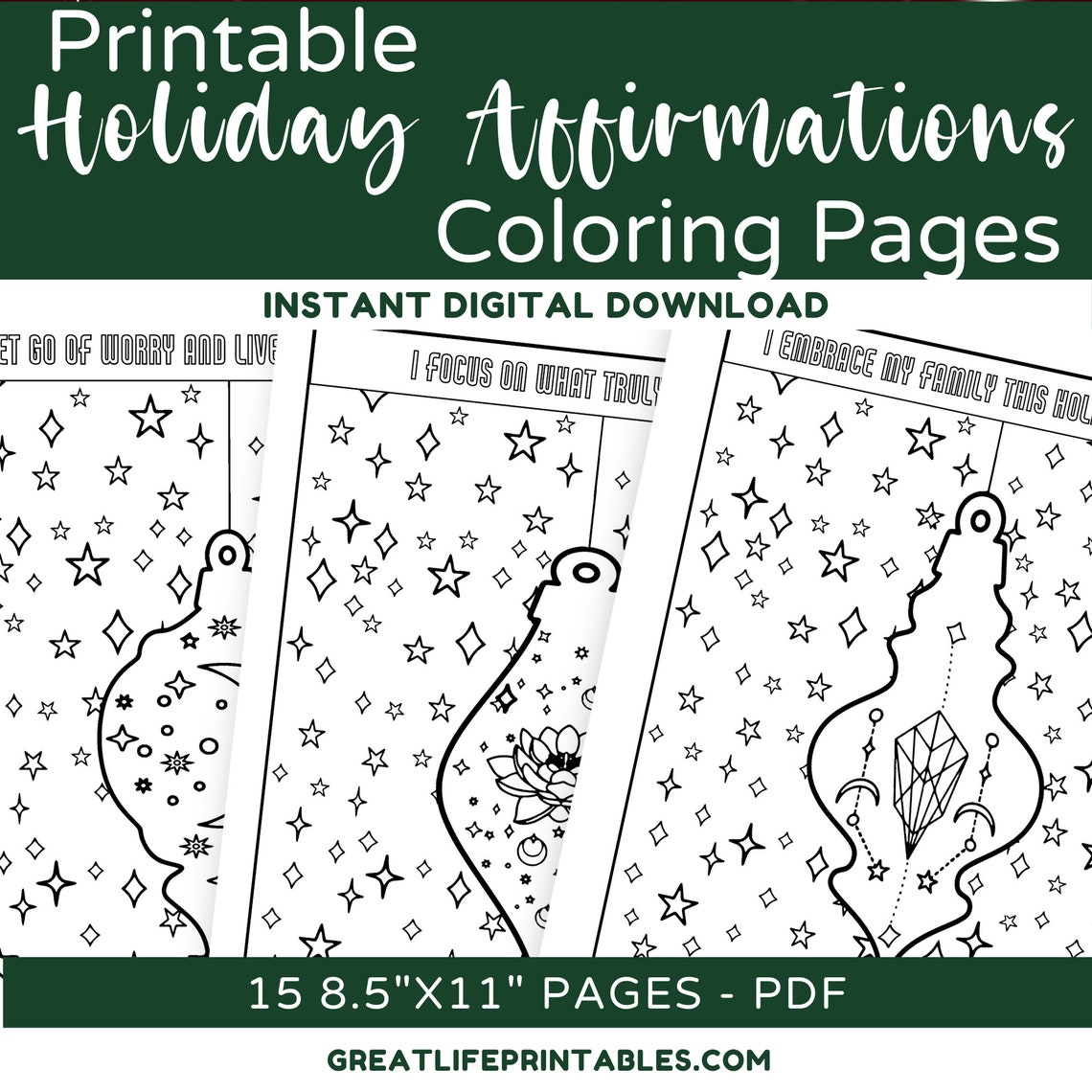 Holiday Affirmations Holiday Coloring Pages Printable - Etsy