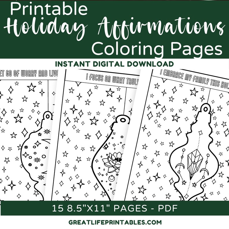 Holiday Affirmations Holiday Coloring Pages Printable - Etsy