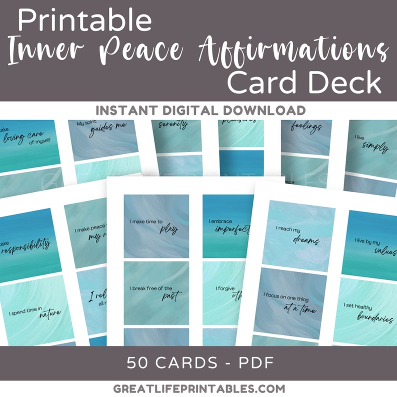 Inner Peace Affirmations, Printable Affirmations, Affirmation Cards ...