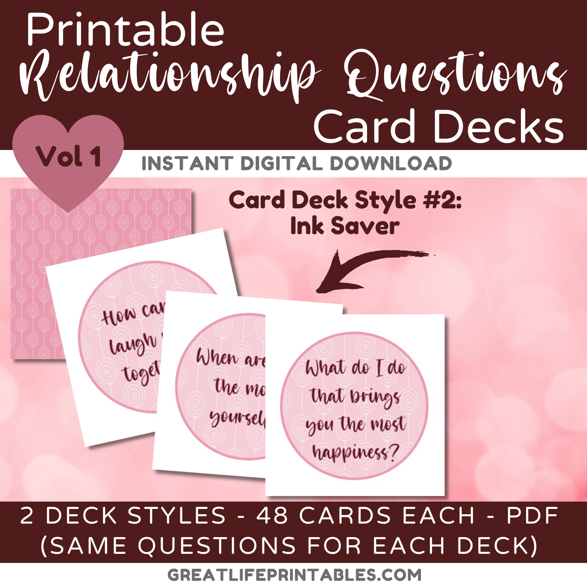 Couples Questions Printable Card Deck, Couples Gift, Printable ...