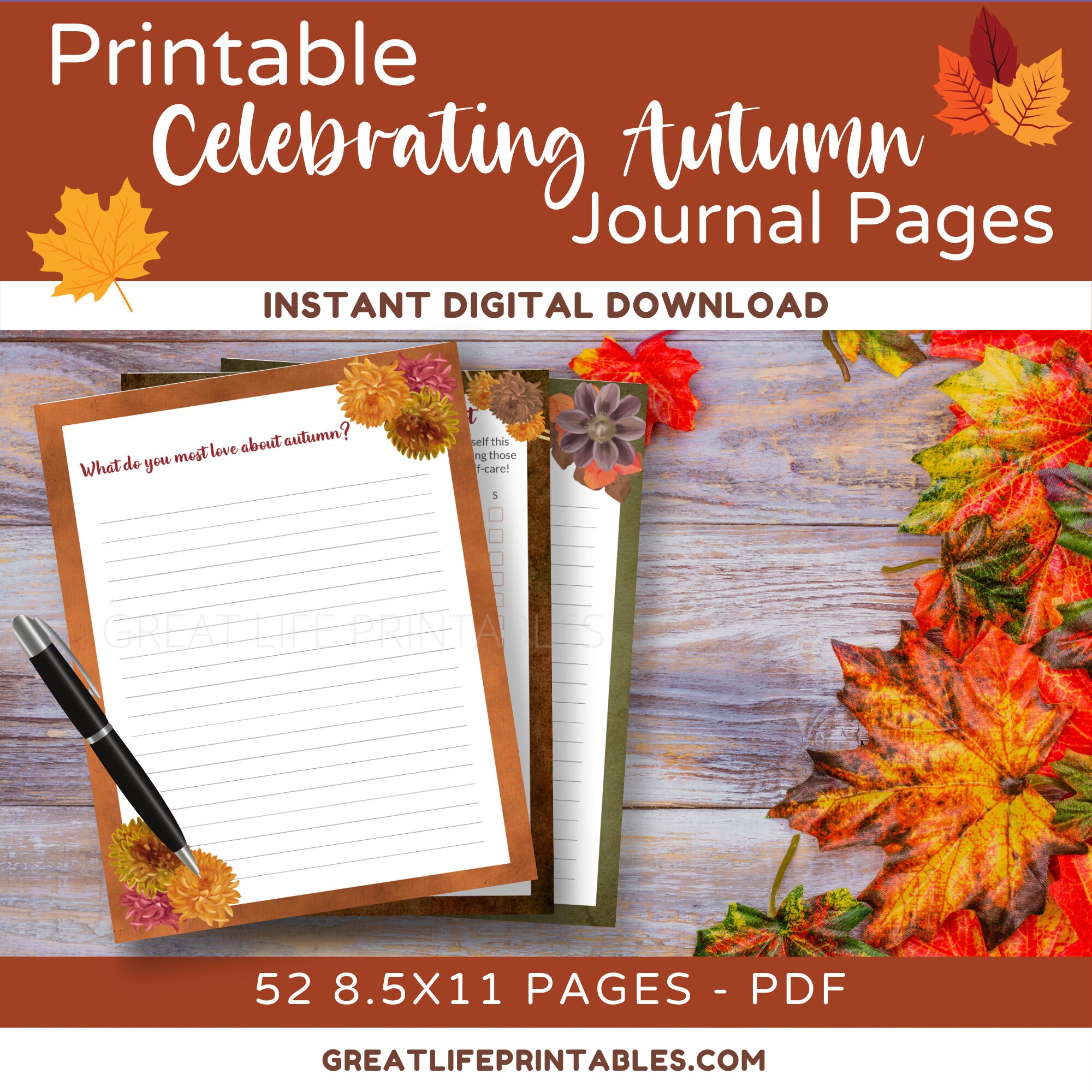 Fall Journal, Printable Journal, Journal Prompts, Undated Planner ...