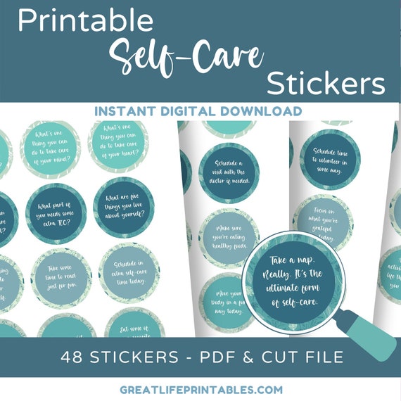 Printable Self-Care Stickers Digital Stickers for Planner | Etsy