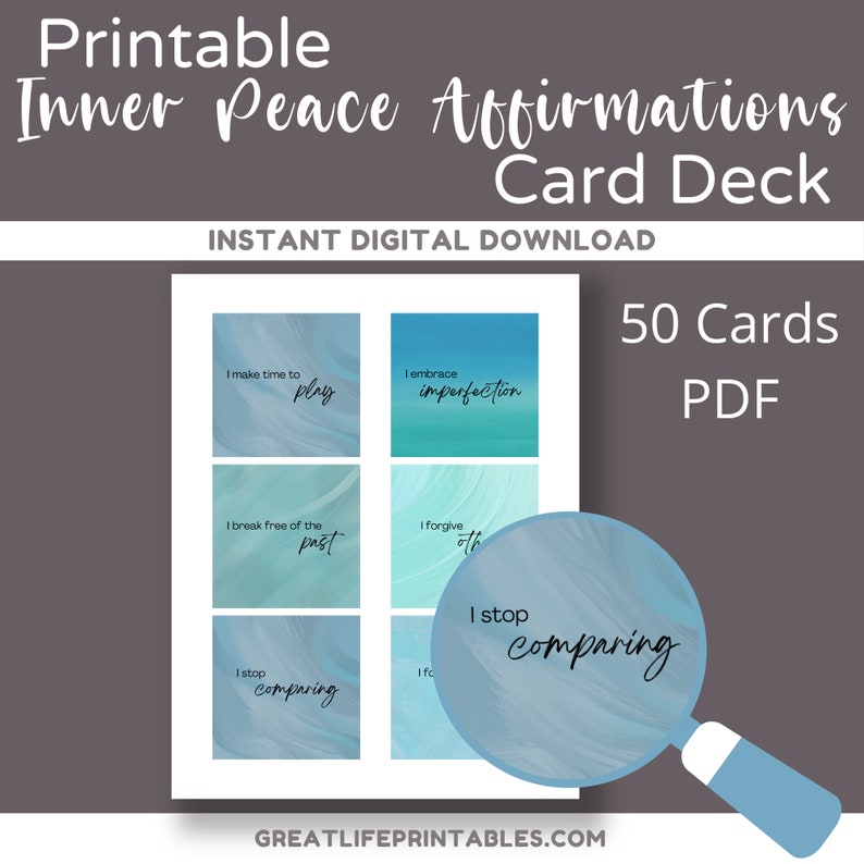 Inner Peace Affirmations, Printable Affirmations, Affirmation Cards ...