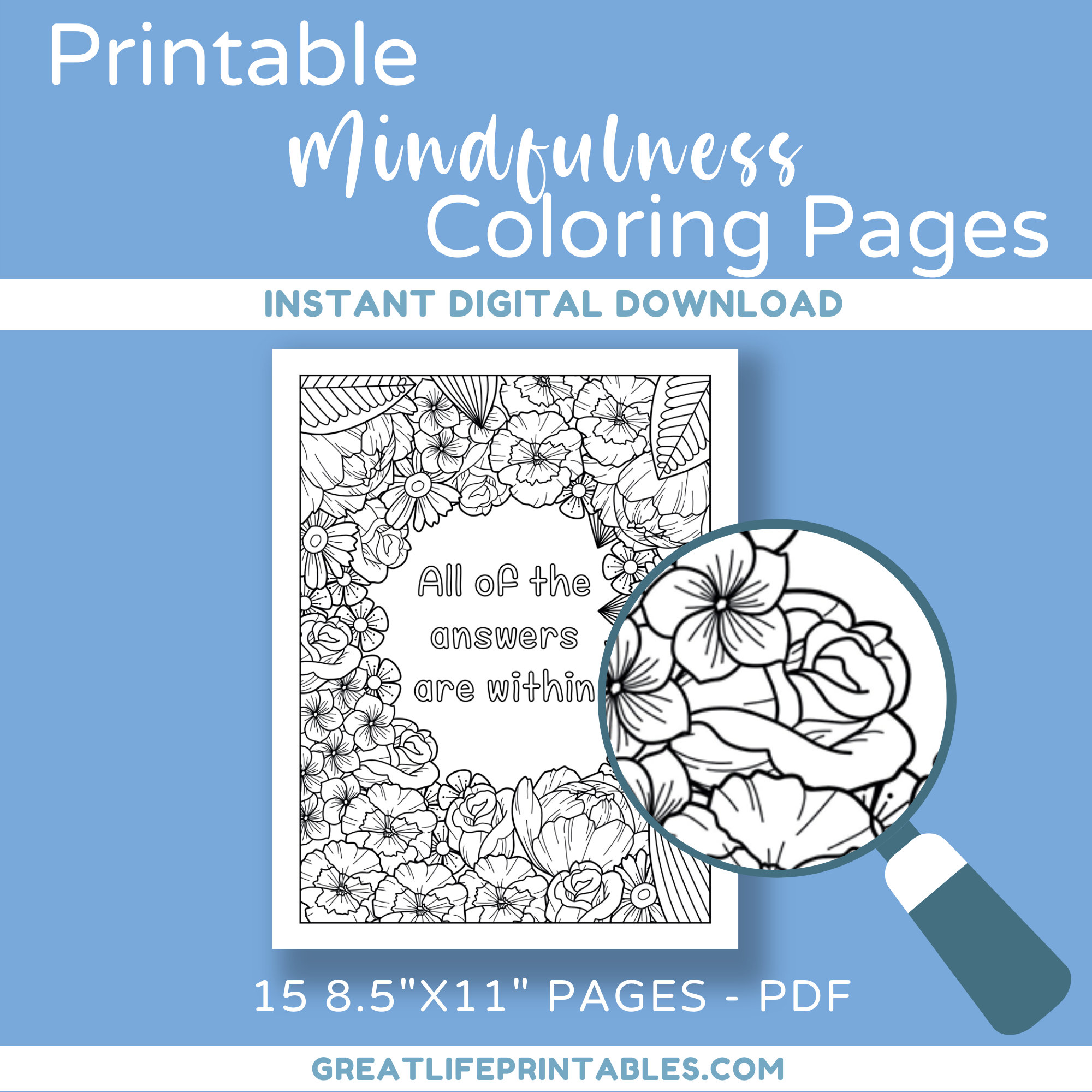 Printable Mindfulness Coloring Pages, Printable Coloring Pages, Adult ...