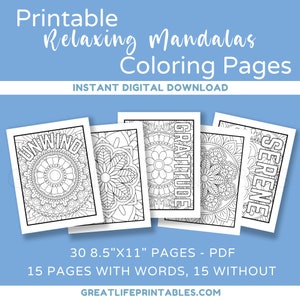 Printable Floral Mandala Coloring Pages, Relaxing Coloring Pages, Adult ...