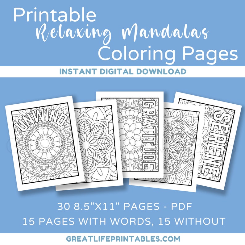 Printable Floral Mandala Coloring Pages, Relaxing Coloring Pages, Adult ...