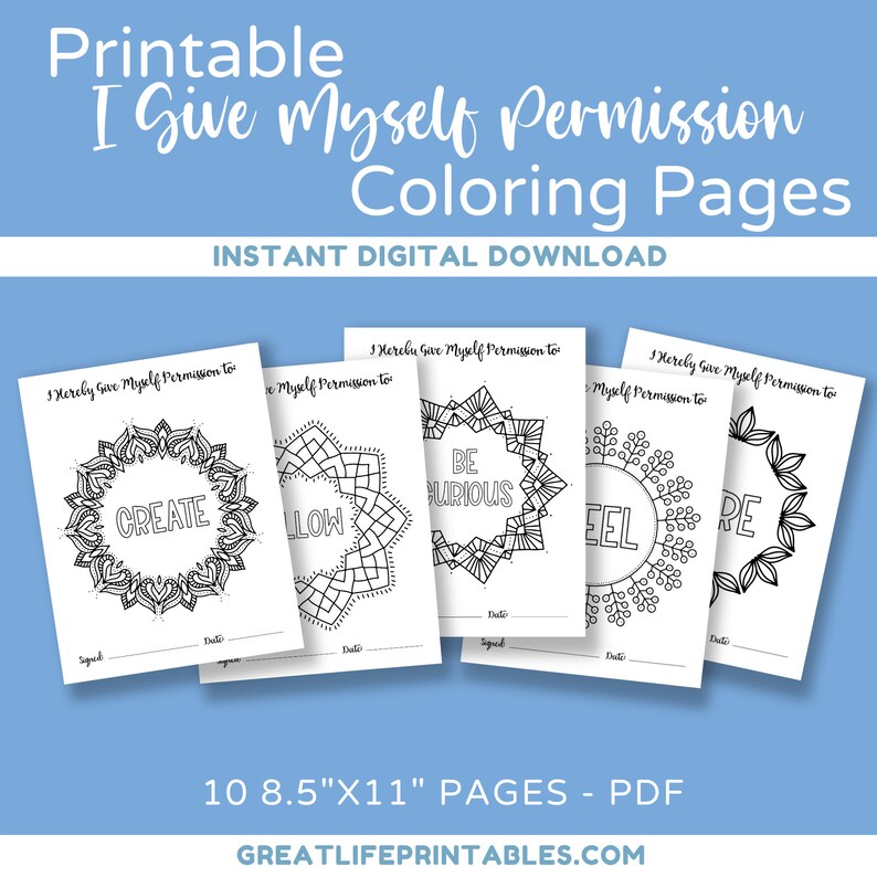 Printable Permission Slip Coloring Pages Vol 4, Gift for Moms, Adult ...