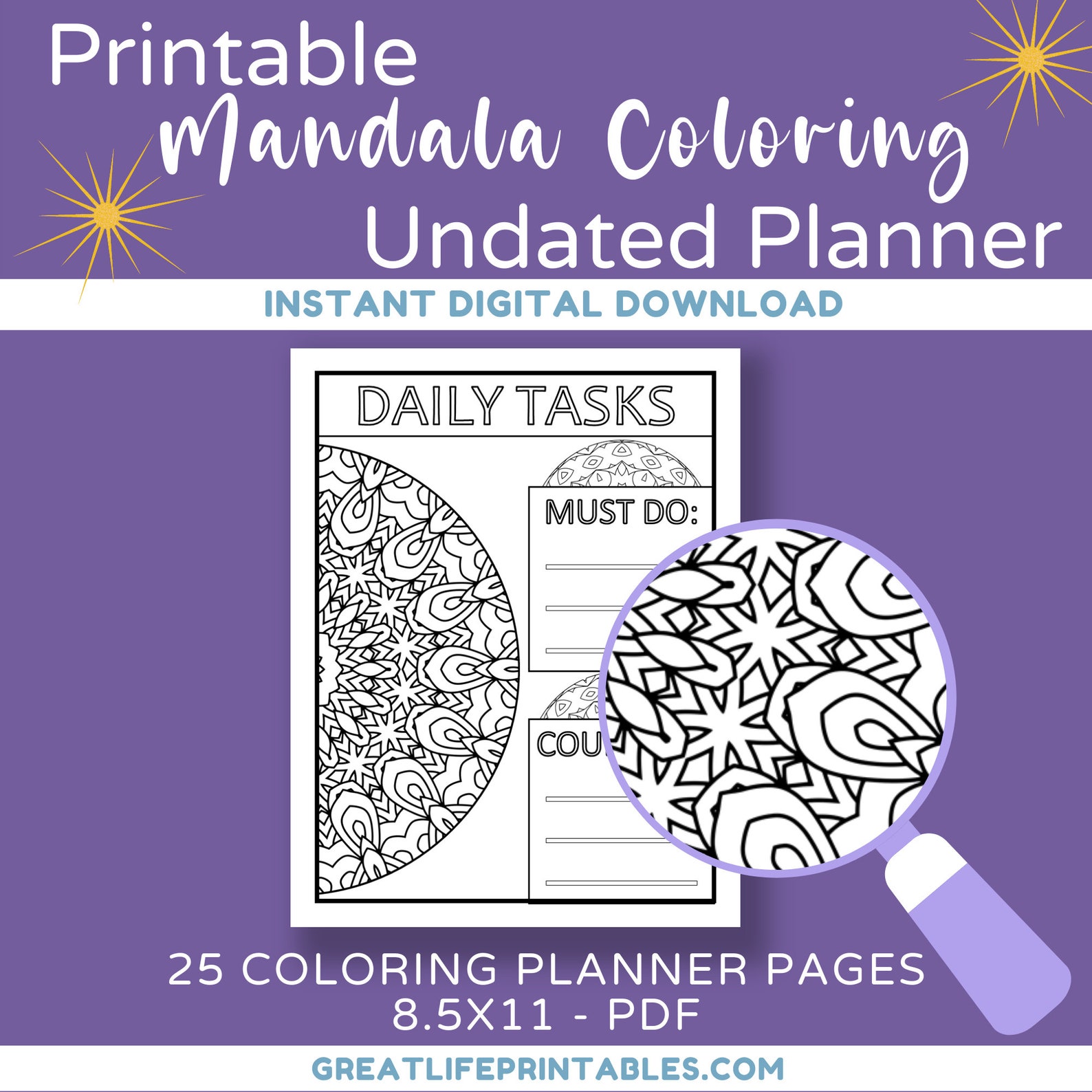 Coloring Planner Printable Planner Mandala Coloring Undated - Etsy UK