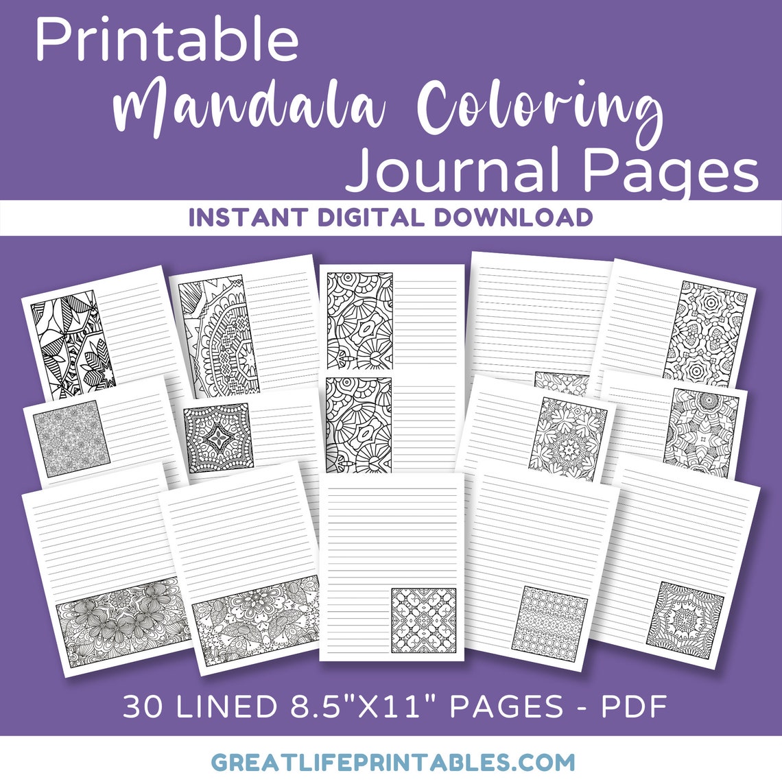 Mandala Coloring, Printable Journal, Adult Coloring, Coloring Sheets ...