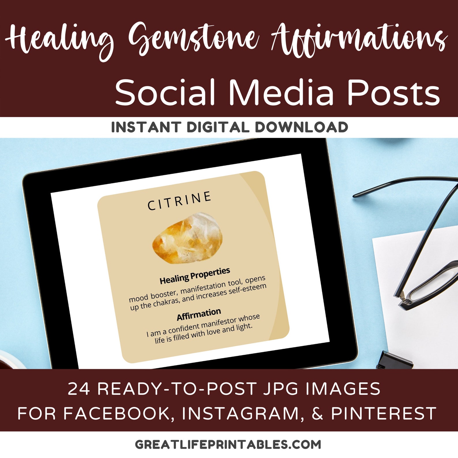 Crystal Meaning Instagram Posts Gemstone Meanings Positive - Etsy