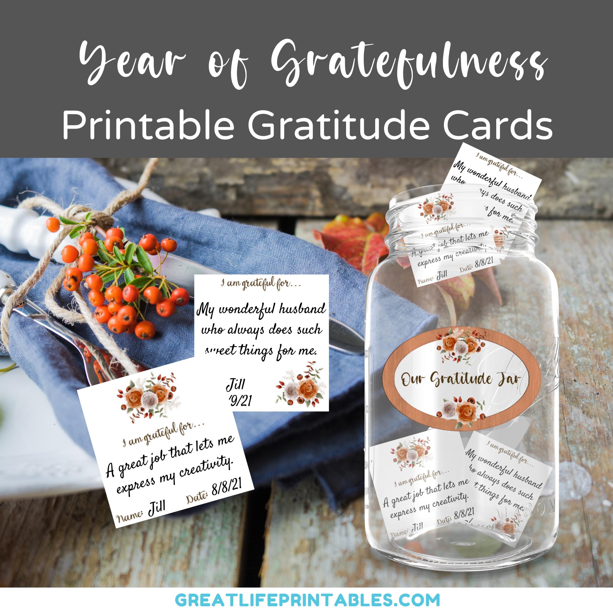 Gratitude Cards Printable, Gratitude Jar Printable, Printable ...