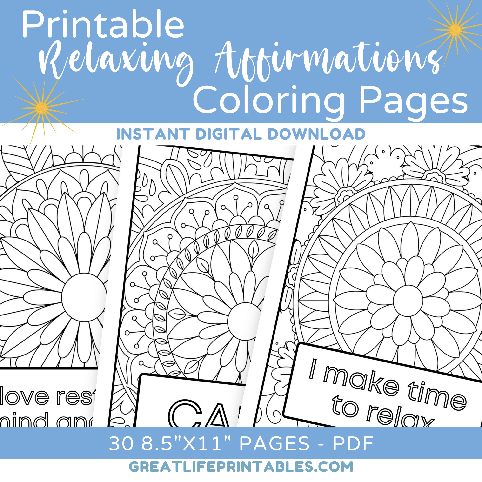 Printable Affirmation Coloring Pages Relaxing Coloring Pages - Etsy