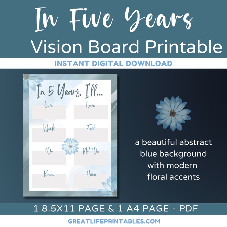 In Five Years Vision Board Printable Template, Printable Vision Board ... In Five Years Vision Board Printable Template, Printable Vision Board ...