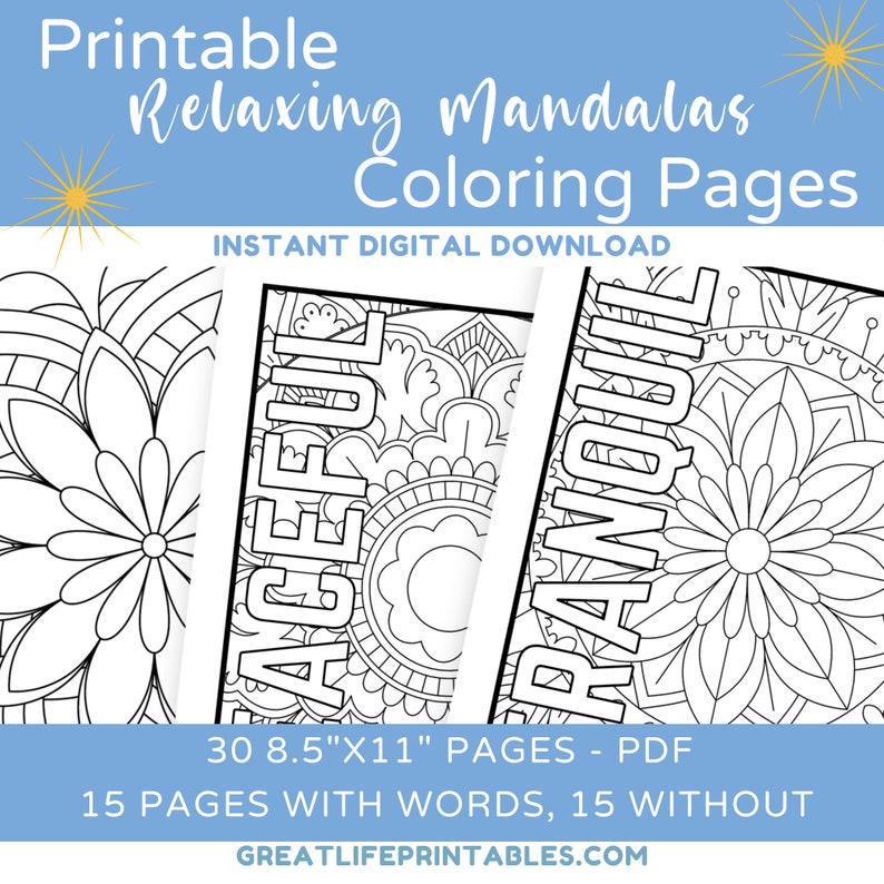 Printable Floral Mandala Coloring Pages, Relaxing Coloring Pages, Adult ...