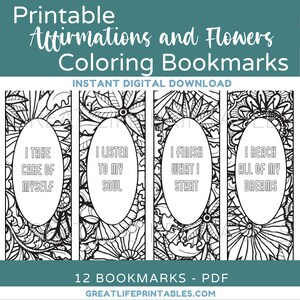Coloring Bookmarks Printable Bookmarks Bookmark Set Floral - Etsy