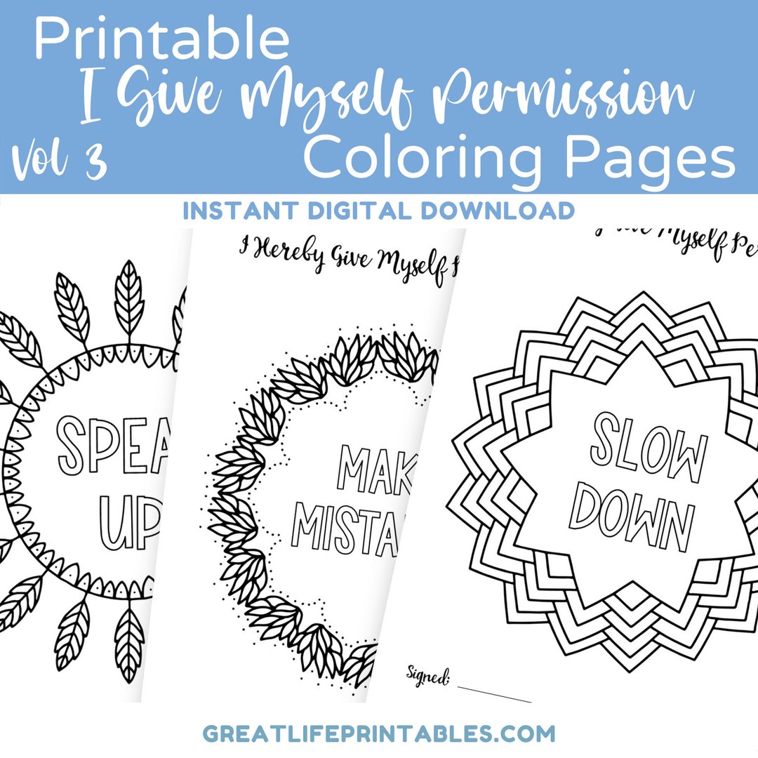 Printable Permission Slip Coloring Pages Vol 3, Gift for Moms, Adult ...