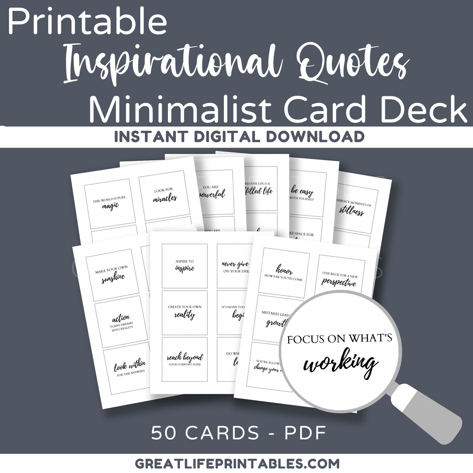 Inspirational Quotes, Printable Card Deck, Motivational Cards, Positive ...