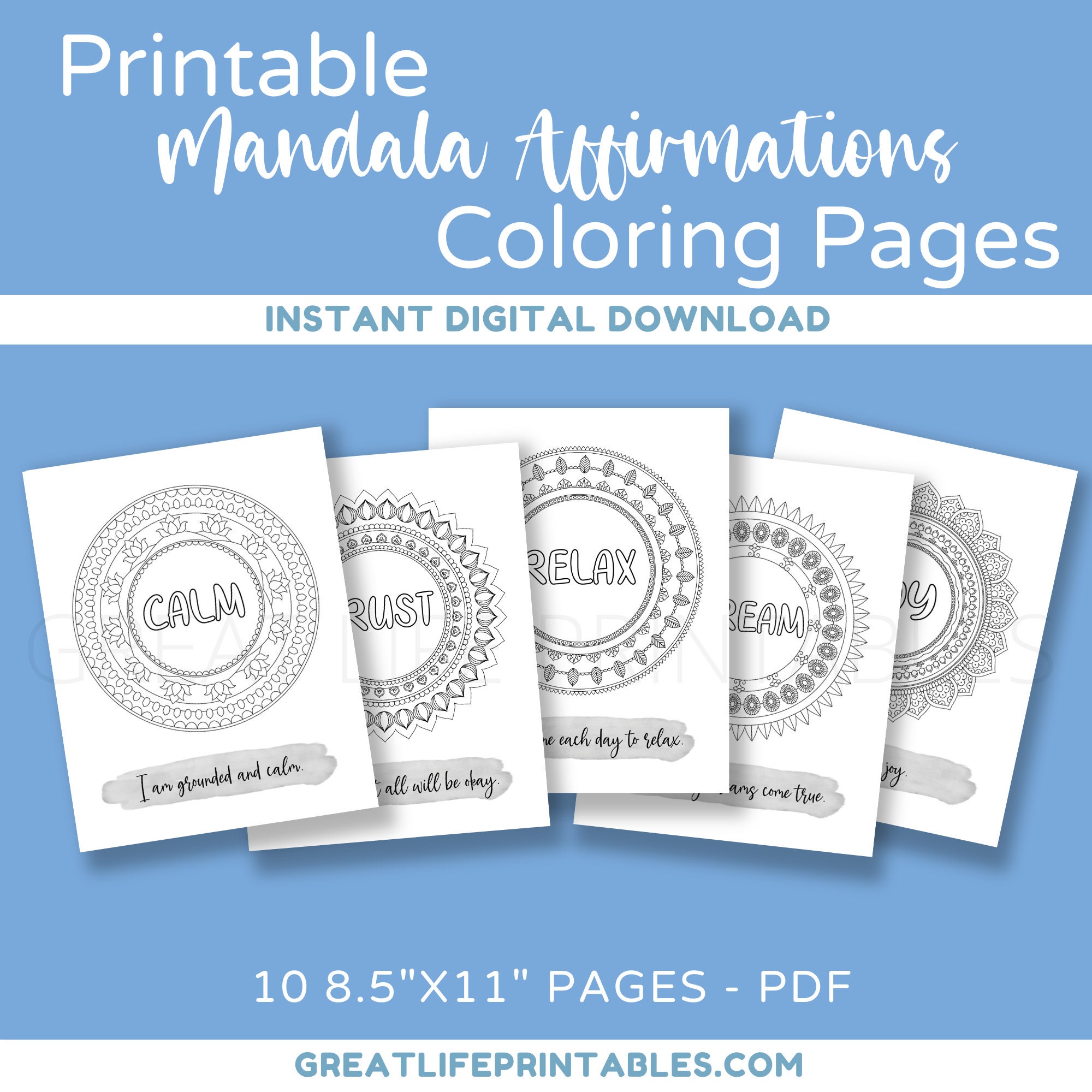Printable Mandala Affirmations Coloring Pages Vol 1, Adult Coloring ...