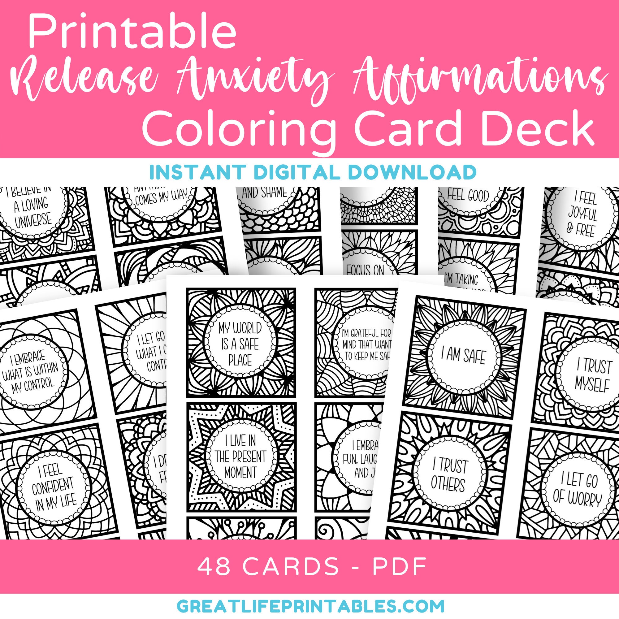 Release Anxiety Affirmations Printable Card Deck, Printable Affirmation ...