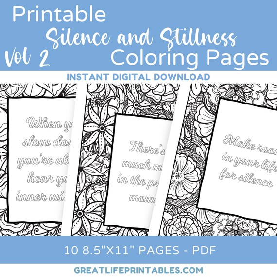 Printable Silence and Stillness Coloring Pages Vol 2 Floral - Etsy