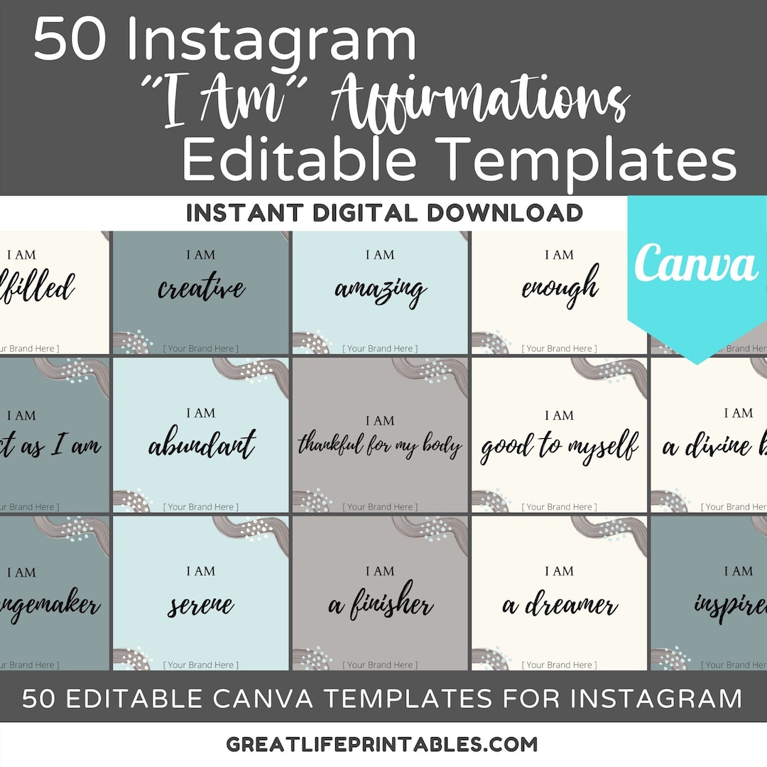 I Am Affirmations, Canva Instagram Template, Positive Affirmations ...