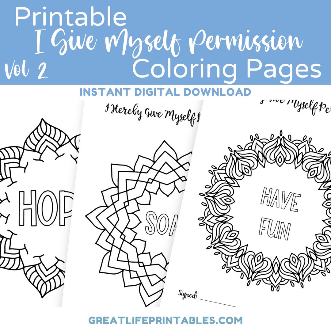 Printable Permission Slip Coloring Pages Vol 2, Gift for Moms, Adult ...
