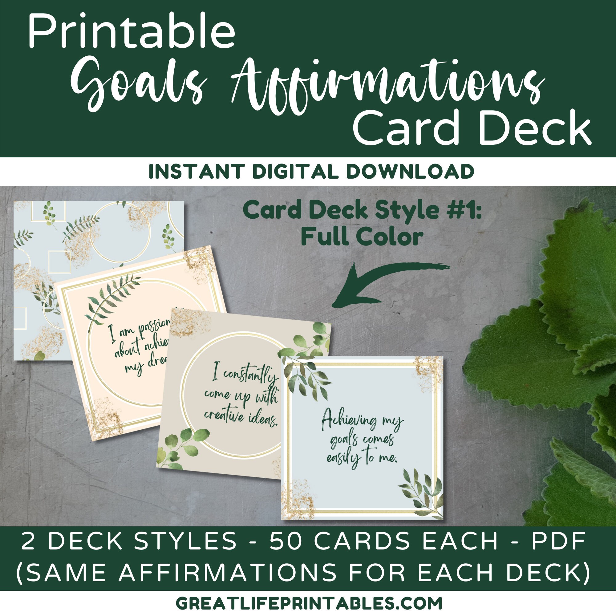 Goal Setting, Printable Affirmations, Affirmation Deck, Daily ...