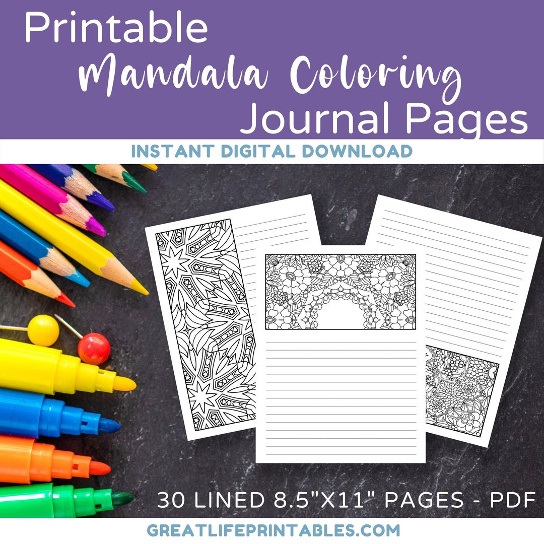 Mandala Coloring, Printable Journal, Adult Coloring, Coloring Sheets ...