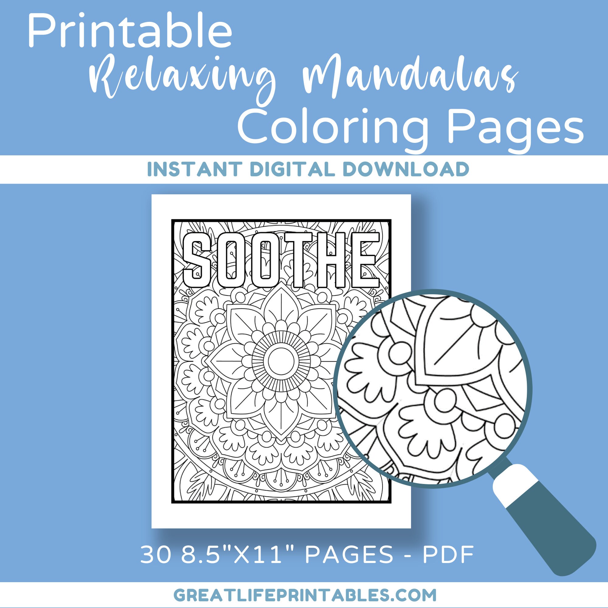 Printable Floral Mandala Coloring Pages Relaxing Coloring - Etsy