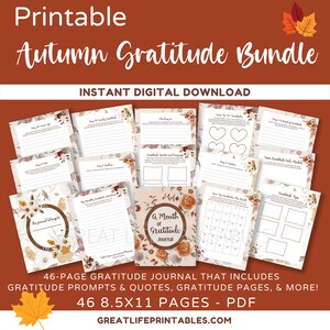 Autumn Bundle, Printable Gratitude Journal, Printable Appreciation Tags ...