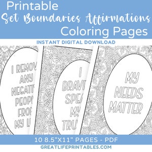 Set Boundaries Coloring Pages, Affirmation Coloring Pages, Printable ...