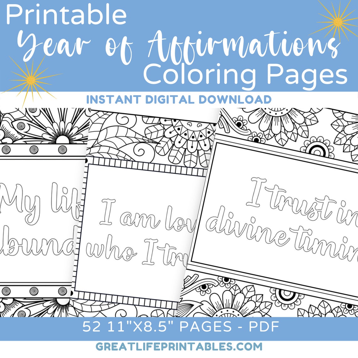 52 Printable Affirmation Coloring Pages, Motivational Coloring Pages ...