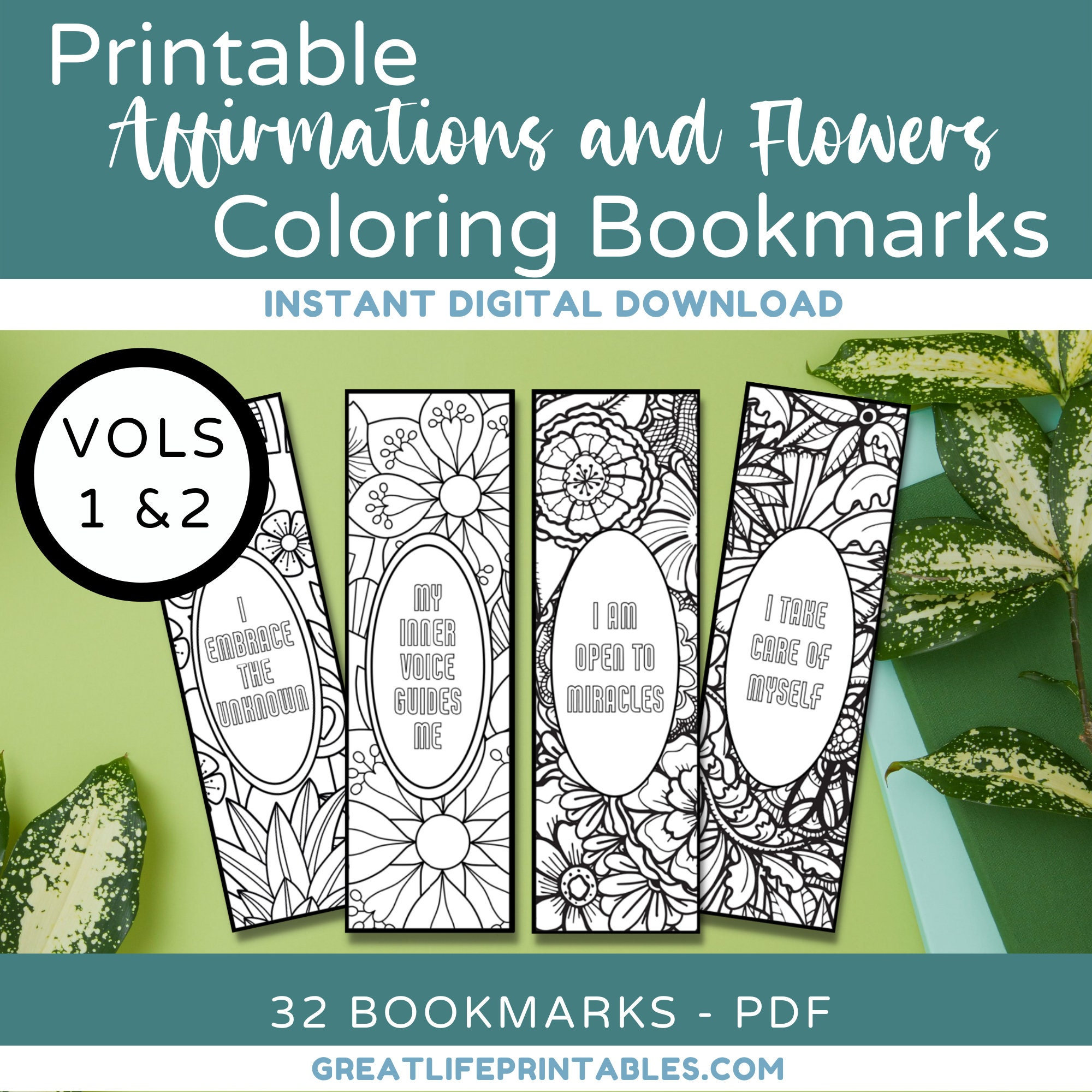 Coloring Bookmarks Printable Bookmarks Bookmark Set Floral - Etsy