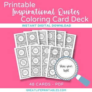 Inspirational Quotes Printable Card Deck, Printable Affirmation Cards ...