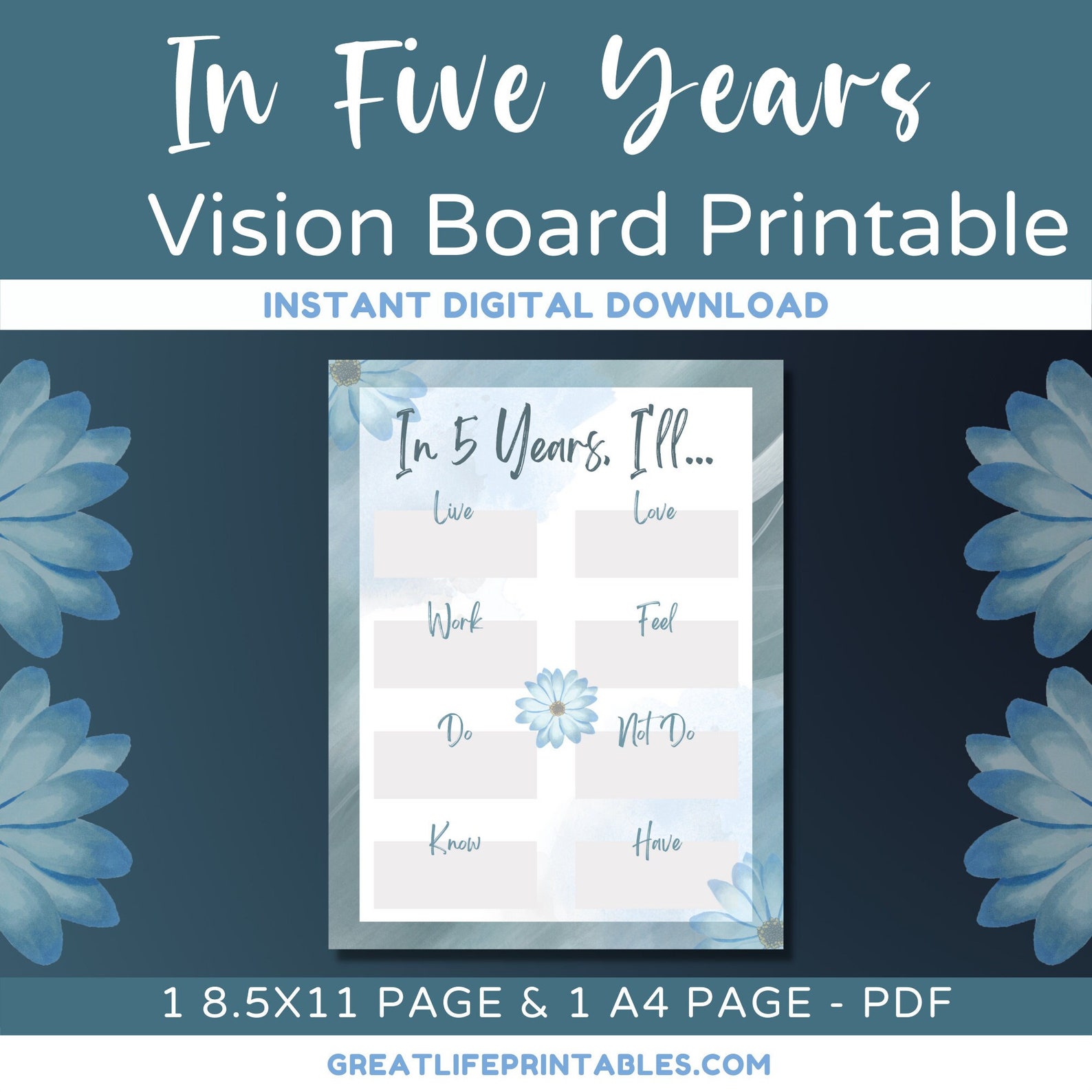 In Five Years Vision Board Printable Template, Printable Vision Board ...