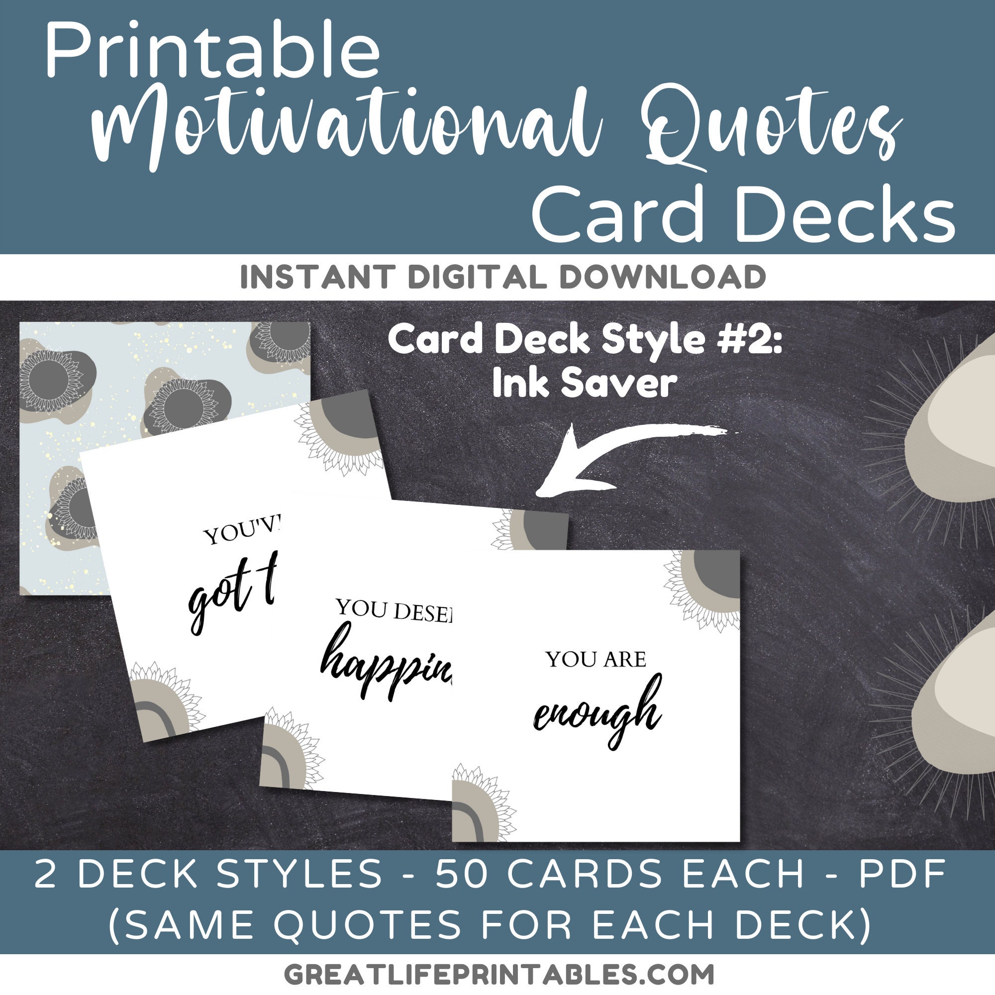 Motivational Cards, Printable Card Deck, Inspirational Quotes, Positive ...