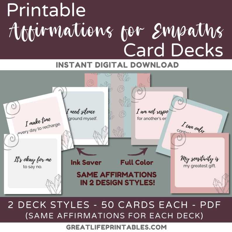 Affirmation Cards, Intuitive Empath, Affirmation Deck, Oracle Deck ...