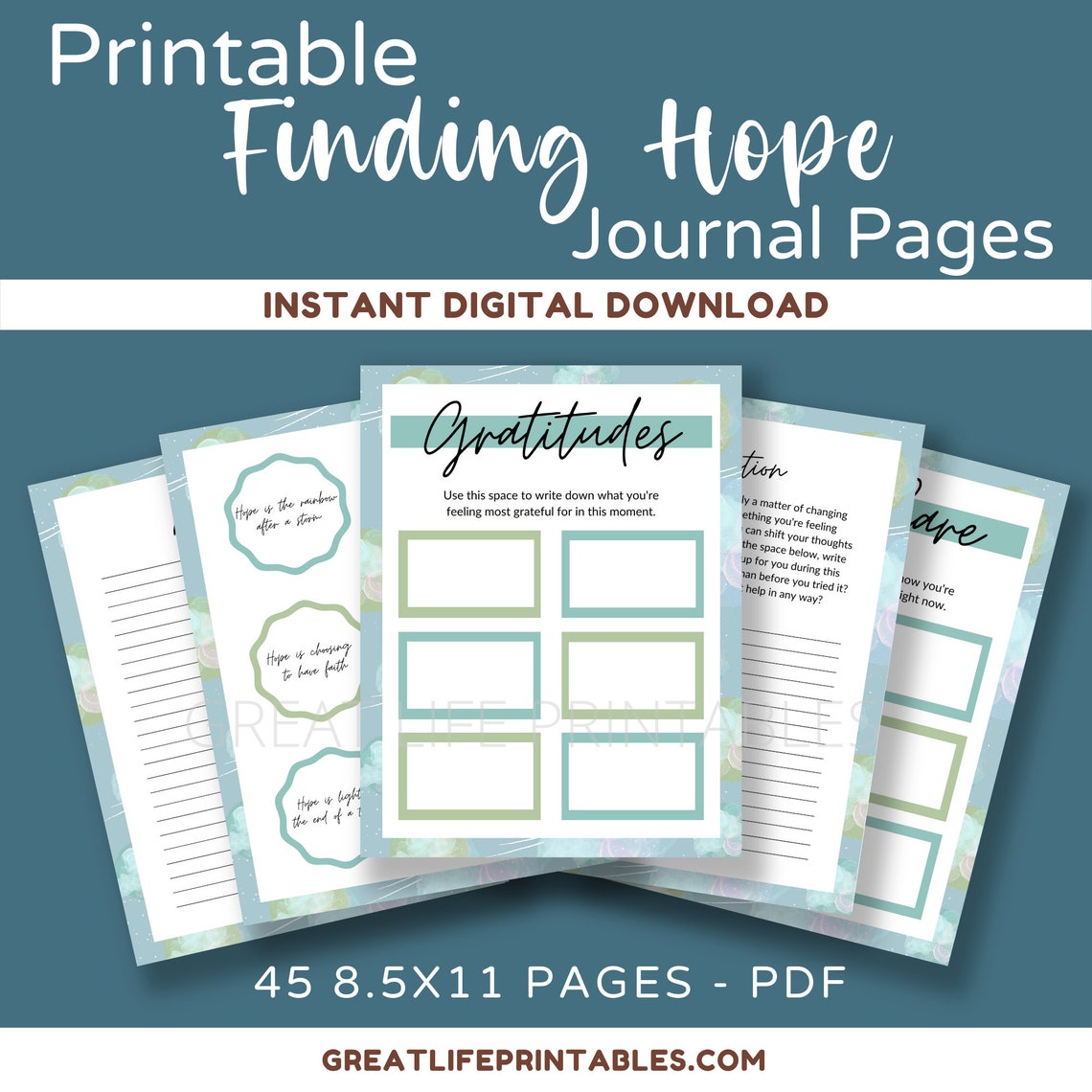 Finding Hope, Printable Journal, Journal Prompts, Self Care Journal ...