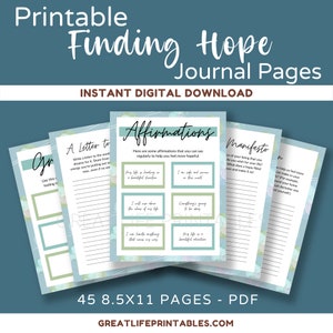 Finding Hope, Printable Journal, Journal Prompts, Self Care Journal ...