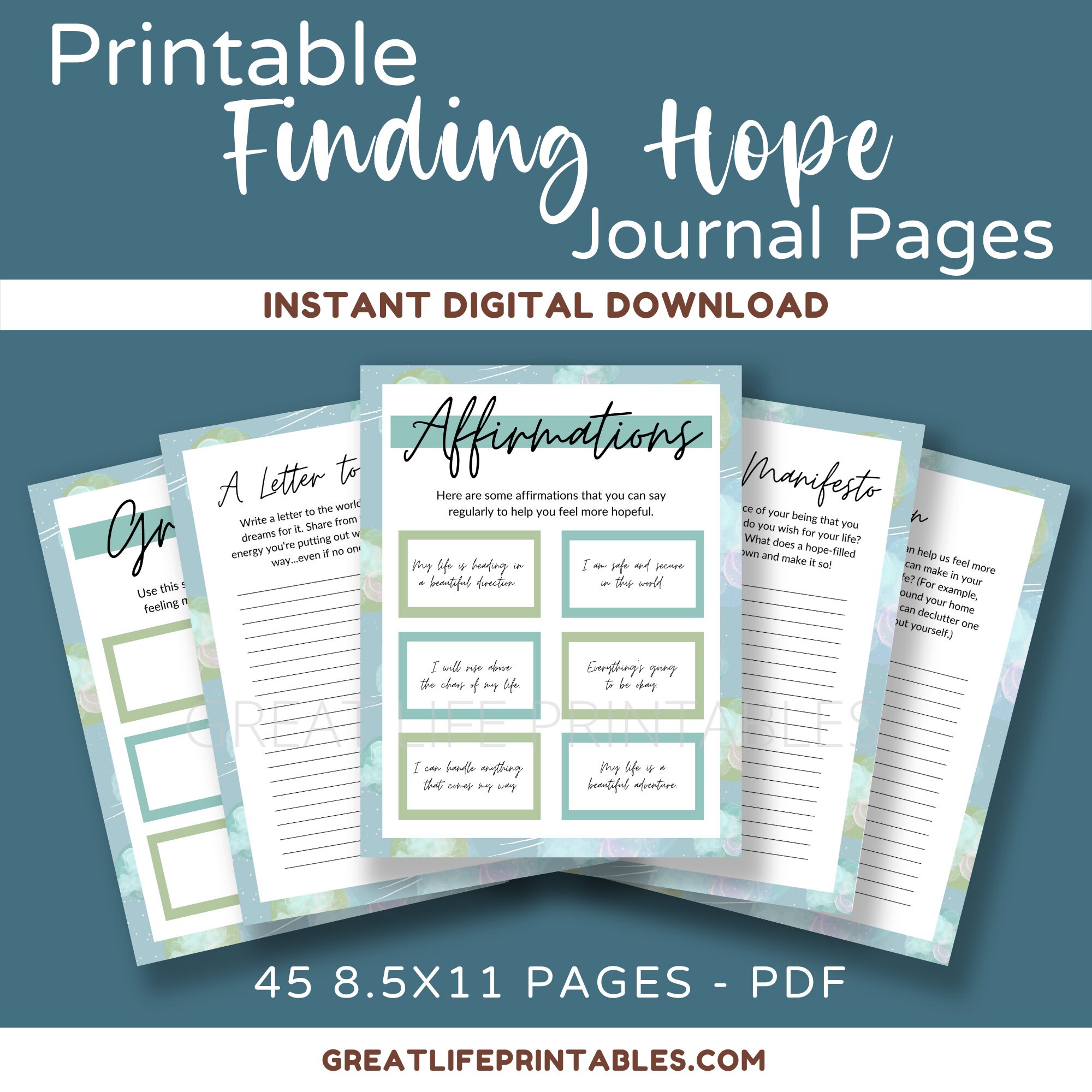 Finding Hope, Printable Journal, Journal Prompts, Self Care Journal ...