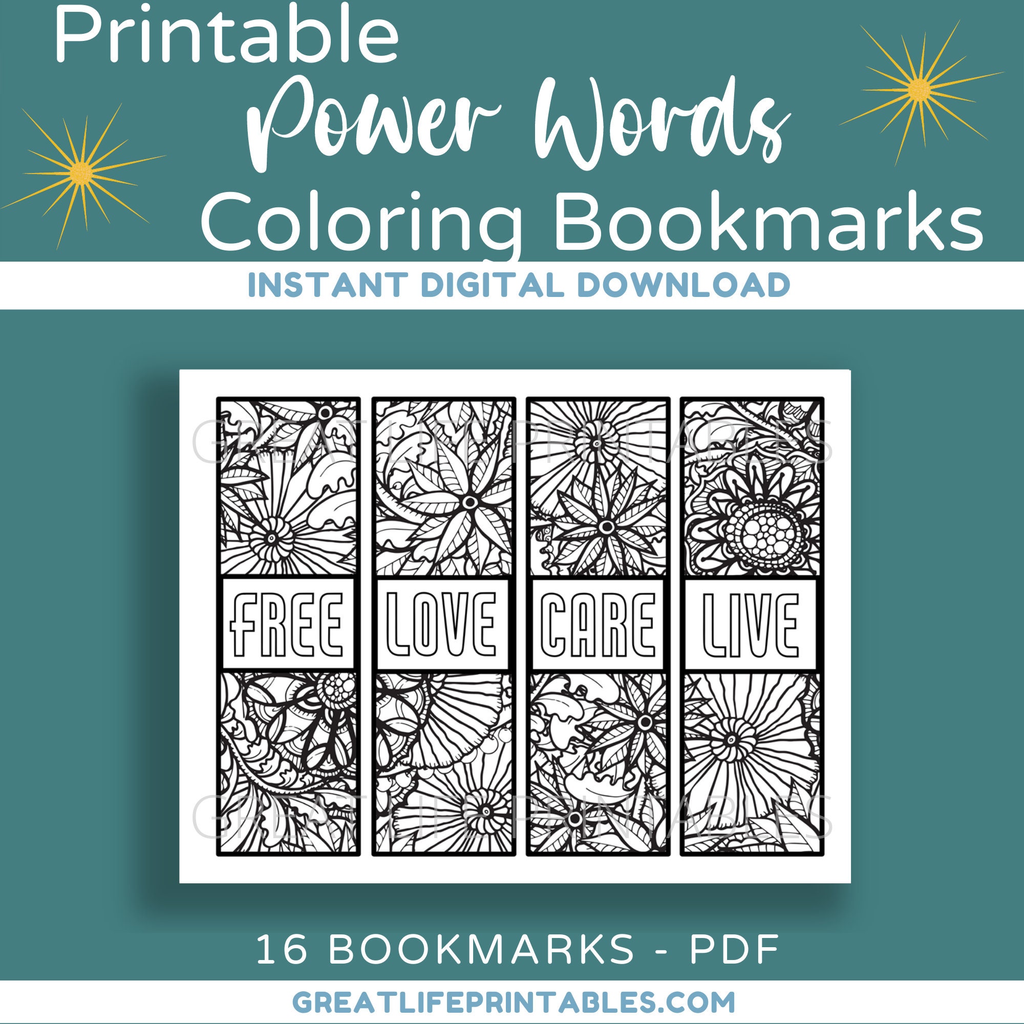Coloring Bookmarks, Printable Bookmarks, Bookmark Set, Floral Bookmark ...
