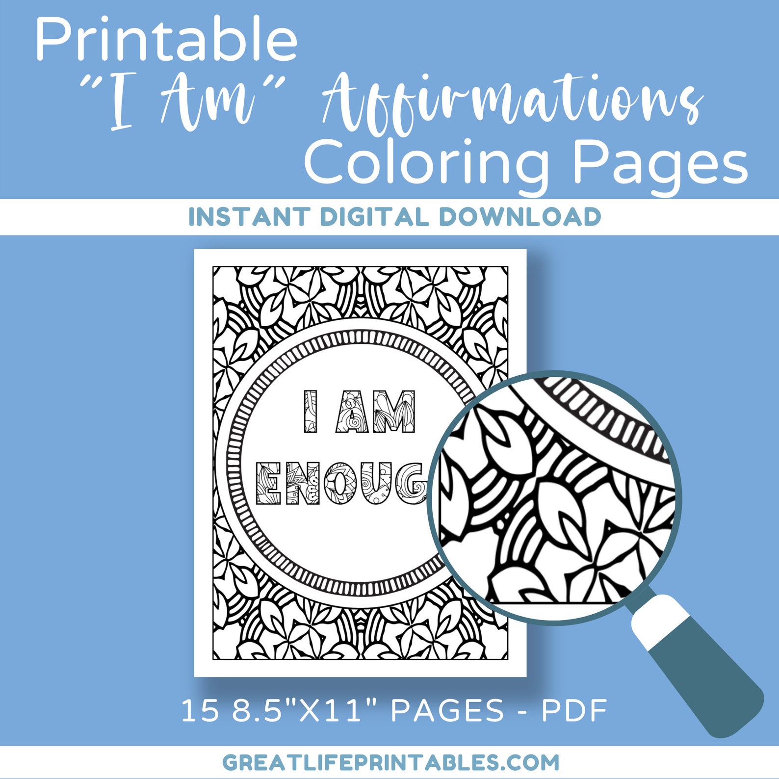 Printable Affirmations Coloring Pages, Digital Coloring Pages, Adult ...