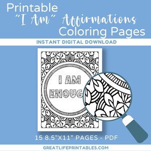 Printable Affirmations Coloring Pages, Digital Coloring Pages, Adult ...