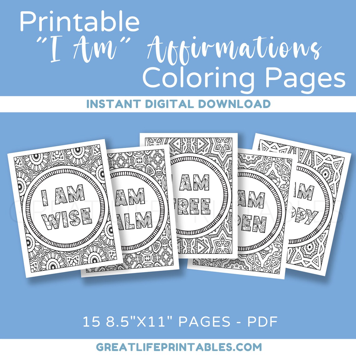 Printable Affirmations Coloring Pages, Digital Coloring Pages, Adult ...