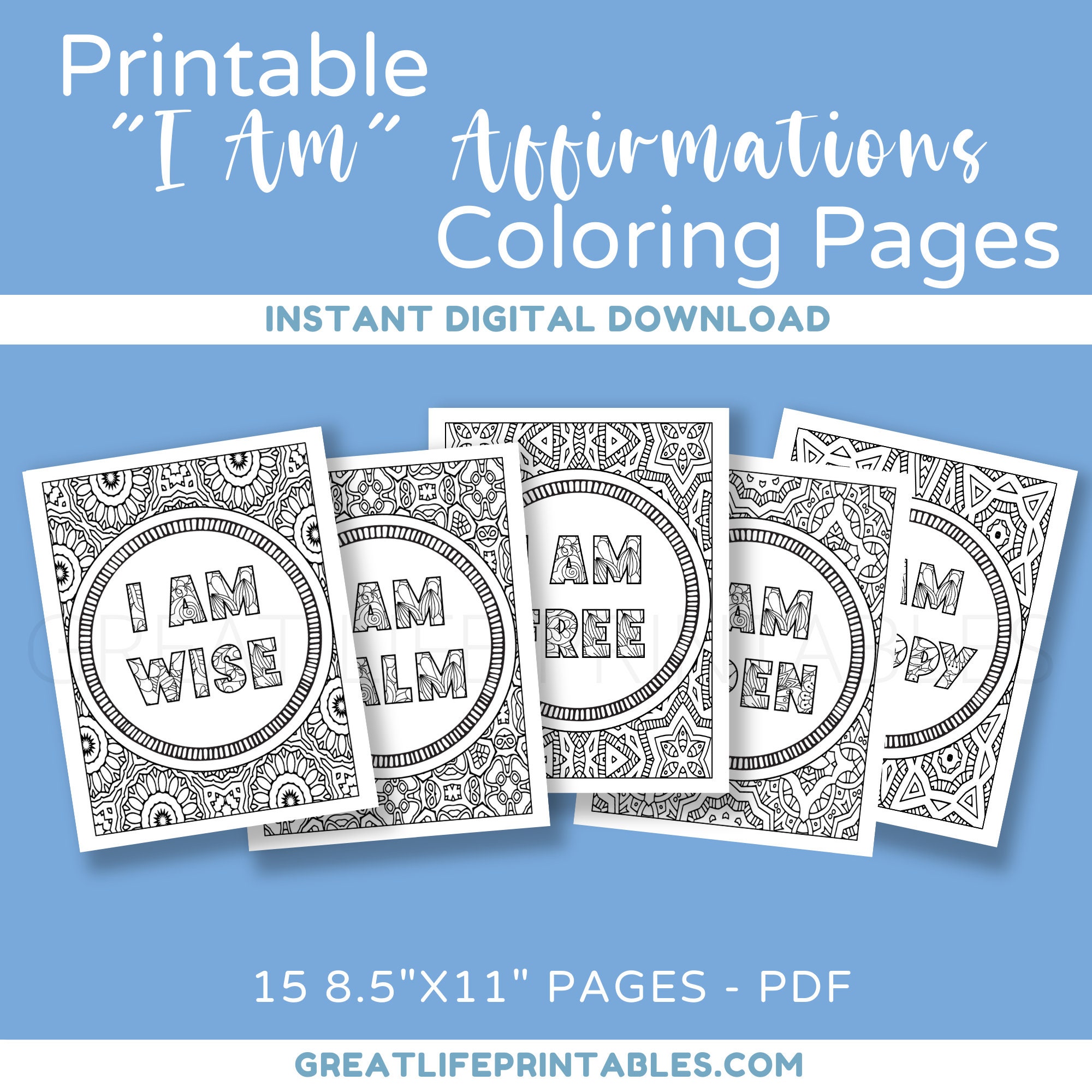 Printable Affirmations Coloring Pages, Digital Coloring Pages, Adult ...